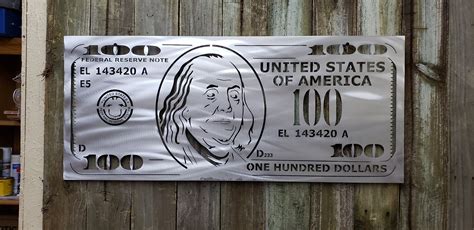 100 Hundred Dollar Bill Advanced Metal Art