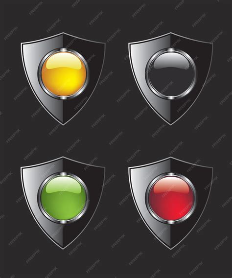 Premium Vector Shield With Different Color Buttons