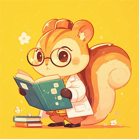 Premium Vector A Nimble Squirrel Scientist Cartoon Style