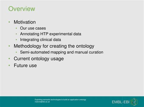 Ppt Exploiting Semantic Technologies To Build An Application Ontology