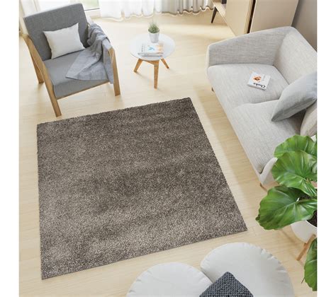 Tapis Carré Gris Foncé Moelleux Poil Long Shaggy 200 X 200 Cm Tapis