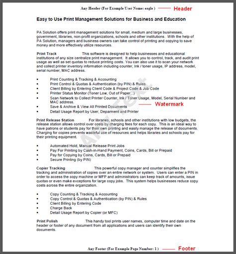 Print Header Footer Watermark Software