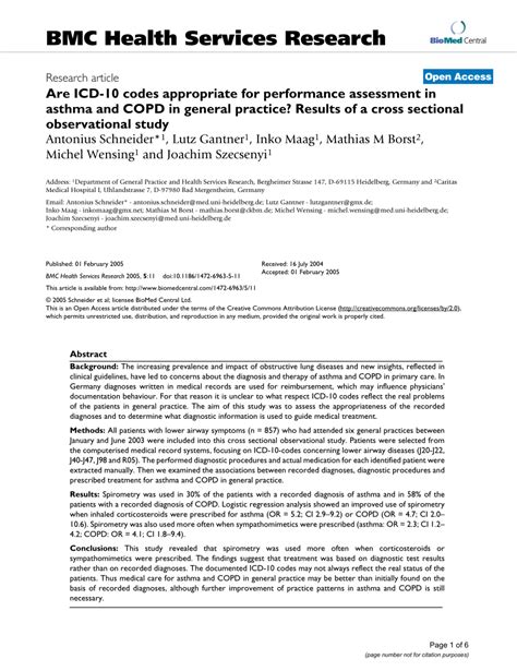 Pdf Are Icd 10 Codes Appropriate For Performance Assessment In Asthma
