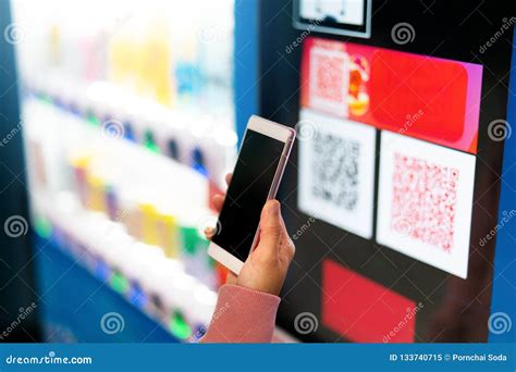 Qr Code Payment Woman Scanning Qr Code Online Shopping Cashless