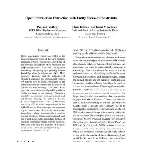 open information extraction with entity focused constraints acl anthology