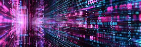 Futuristic Digital Matrix With Light Streams Data Code Technology