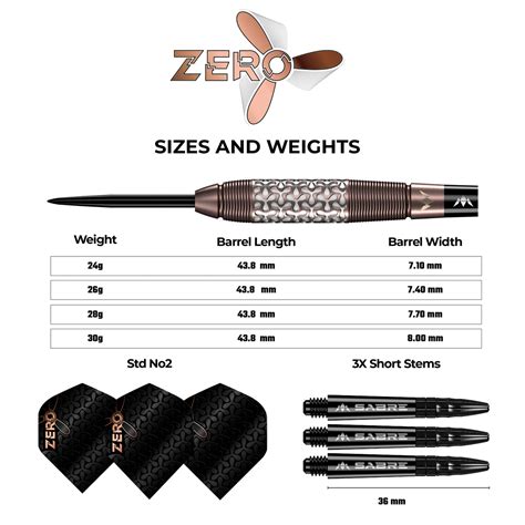 Mission Zero Darts Steel Tip 975 Tungsten Bronze Pvd