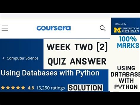 Using Database With Python Week 2 Quiz Answer Of Coursera Single