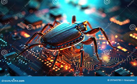 Bug On A Computer Chip Software Security Concept Errors In The Program Stock Illustration