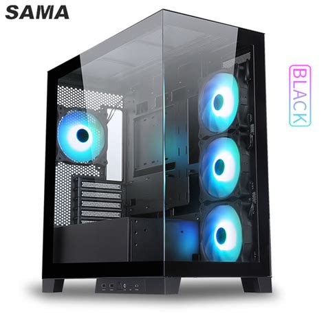 Sama Ar01 Rgb Bk Black Dual Usb30 And Type C Dual Tempered Glass Micro Atx Tower Gaming