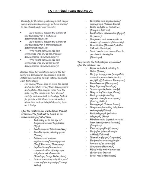 CS Final Exam Review F CS Final Exam Review To Study For The Final Go Through