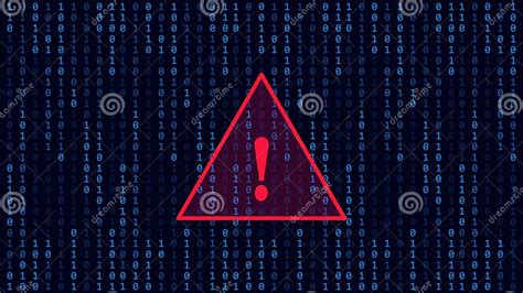 Technology Matrix Background With Danger Symbol Cyber Security With System Hack Warning Vector