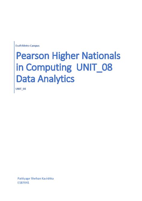 data analytics assignment esoft metro campus pearson higher nationals