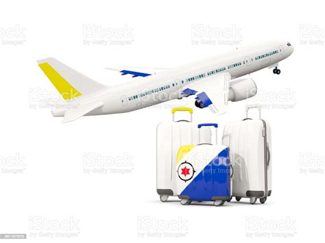 Bonaire의 국기의 수하물 비행기와 함께 3 개의 가방 가방에 대한 스톡 벡터 아트 및 기타 이미지 가방 공항 관광 Istock