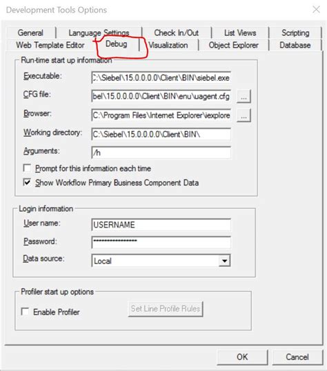 Local Testing Setting In Debug Mode In Siebel Local