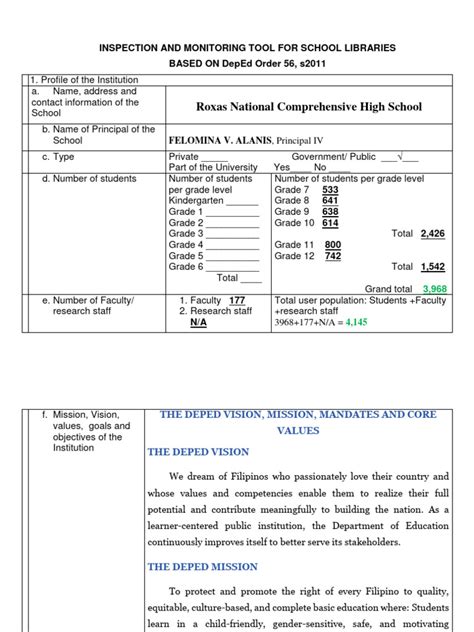 inspection and monitoring tool for school libraries pdf libraries