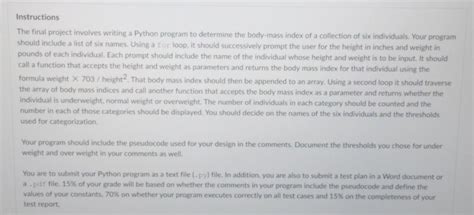 solved instructions the final project involves writing a