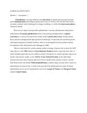 Globalization Module Assessment Pdf GLOBALIZATION PART Module Assessment