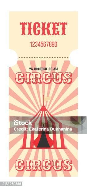 화려한 빨간 빈티지 서커스 티켓 줄무늬 서커스 텐트 장식용 텍스트 서커스 티켓 등 흰색 배경에 수직 평면 벡터 그림 공연에 대한 스톡 벡터 아트 및 기타 이미지 Istock