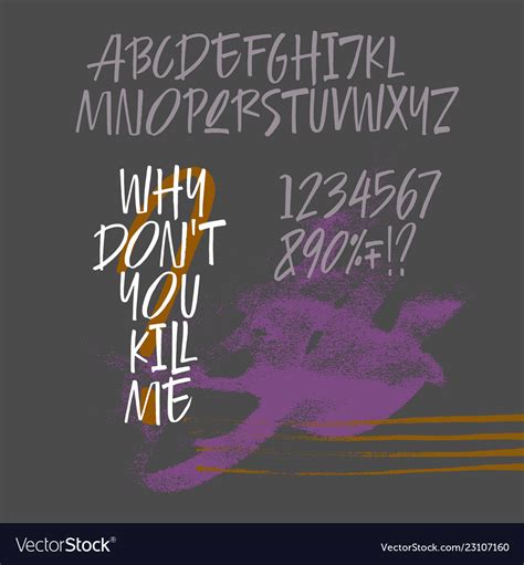 Handwritten Condensed Brush Font Royalty Free Vector Image