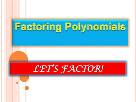 Factoring Quadratic Trinomials Pdf