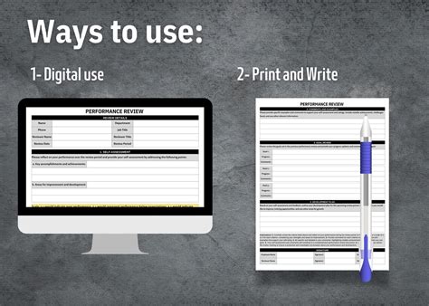 Performance Review Template Printable Performance Review Form Human Resources Business Tools