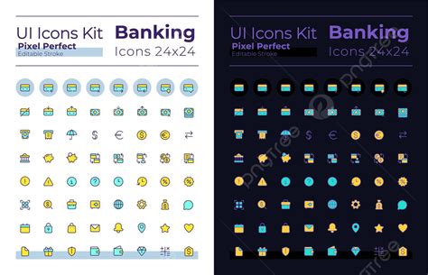 Rgb Color Ui Icons Set For Banking In Darklight Mode With Pixelperfect