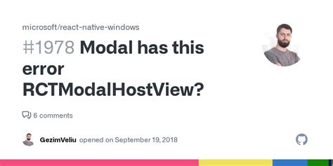 Modal Has This Error Rctmodalhostview · Issue 1978 · Microsoftreact Native Windows · Github