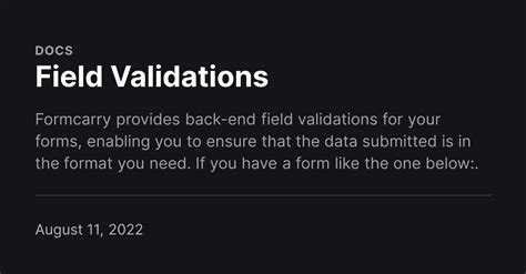 Field Validations