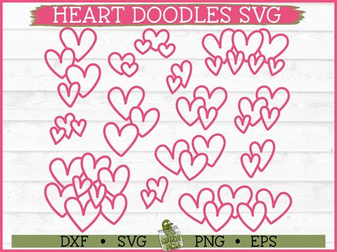 Heart Doodles Svg File Dxf Eps Png Heart Clusters Svg Valentines