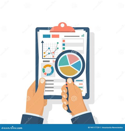 Data Analysis Clipboard In Hand Businessman Stock Vector