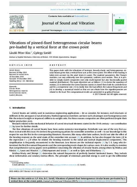 Pdf Vibrations Of Pinned Fixed Heterogeneous Circular Beams Pre