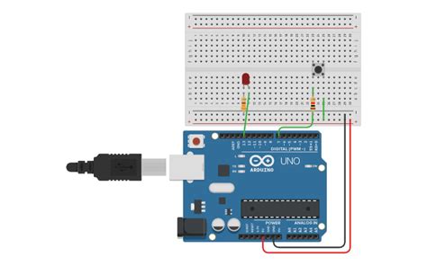 Circuit Design Acendendo Led Com Botão Conectado Ao Arduino Tinkercad