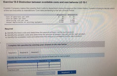 solved exercise 13 3 distinction between avoidable costs and