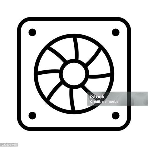 컴퓨터 팬 아이콘 얇은 선 스타일 벡터 일러스트 레이 션 그래픽 디자인 0명에 대한 스톡 벡터 아트 및 기타 이미지 0명 고립 색상 데이터 Istock