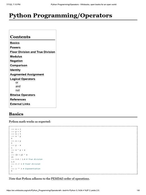 Python Programming Operators Wikibooks Open Books For An Open