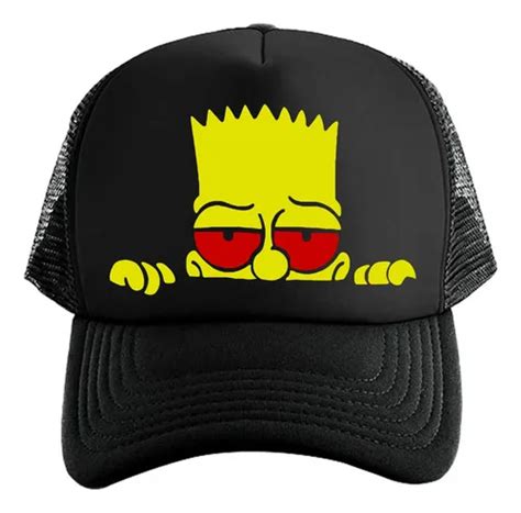 Gorra Black Unisex De Malla Bart Simpson Ojos Rojos Meses Sin Interés