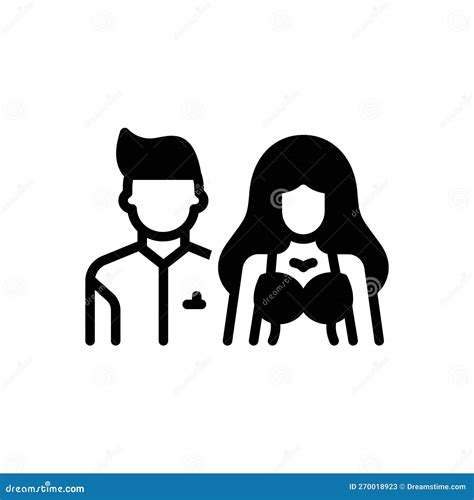 Black Solid Icon For Pairs Combination And Partner Stock Vector