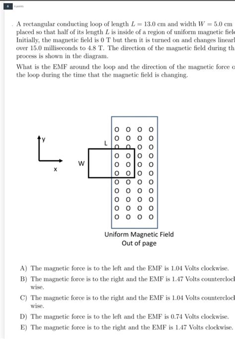 Solved 6 6 Points A Rectangular Conducting Loop Of Length L