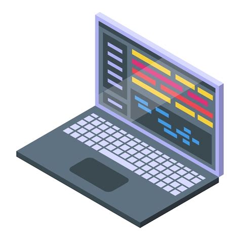 Premium Vector Laptop Showing Code On Screen In Isometric View