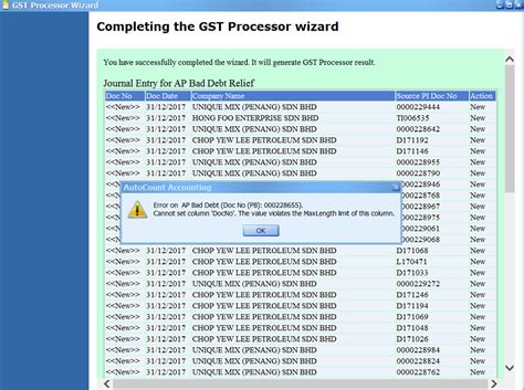Troubleshooting Gst Processor Error Cannot Set ‘docno The Value Violates The Maxlength
