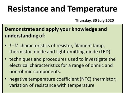 Resistance Temperature Teaching Resources