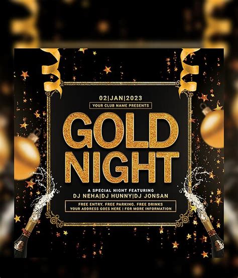 Gold Night Party Flyer Or Post Template Premium Psd
