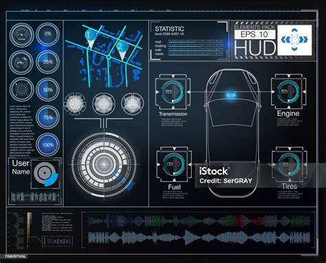 Hud 스타일의 자동차 서비스 가상 그래픽 인터페이스 Ui Hud 자동 검색 분석 및 진단 추상 벡터 과학 차에 대한 스톡 벡터 아트 및 기타 이미지 Istock