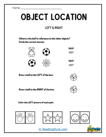 Object Location Worksheets Position Words Reading