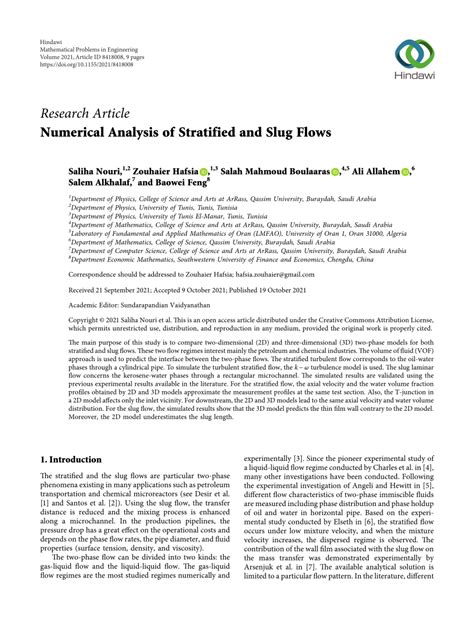 Pdf Numerical Analysis Of Stratified And Slug Flows