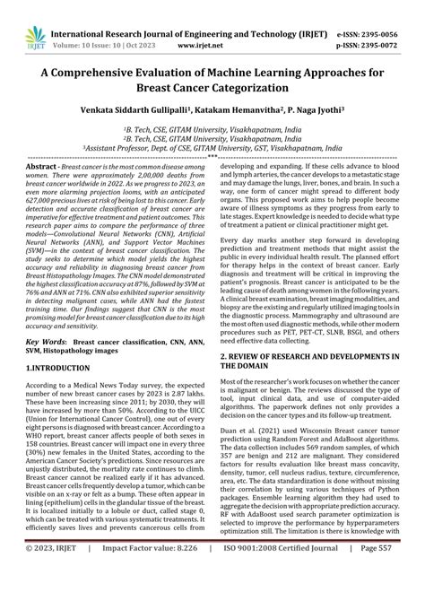 Pdf A Comprehensive Evaluation Of Machine Learning Approaches For Breast Cancer Categorization