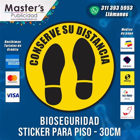 Stickers Para Piso Circular De Distanciamiento Por Bioseguridad