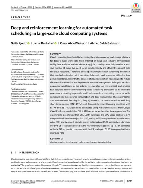 Pdf Deep And Reinforcement Learning For Automated Task Scheduling In Large‐scale Cloud