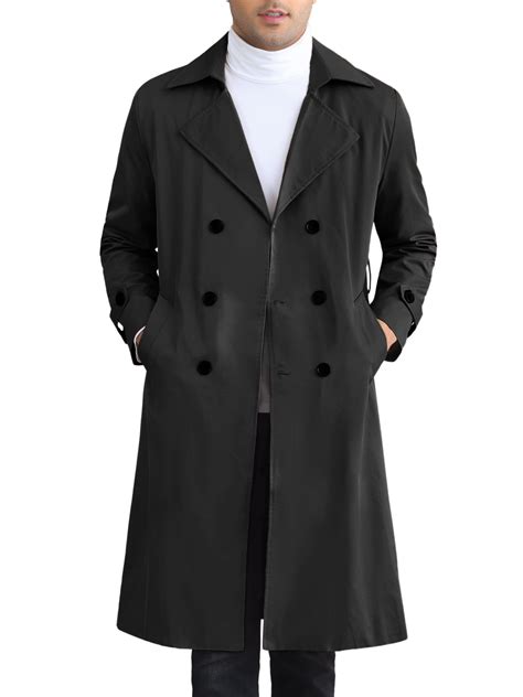 Inspire Chic Mens Coat Double Breasted Solid Color Regular Fit Winter